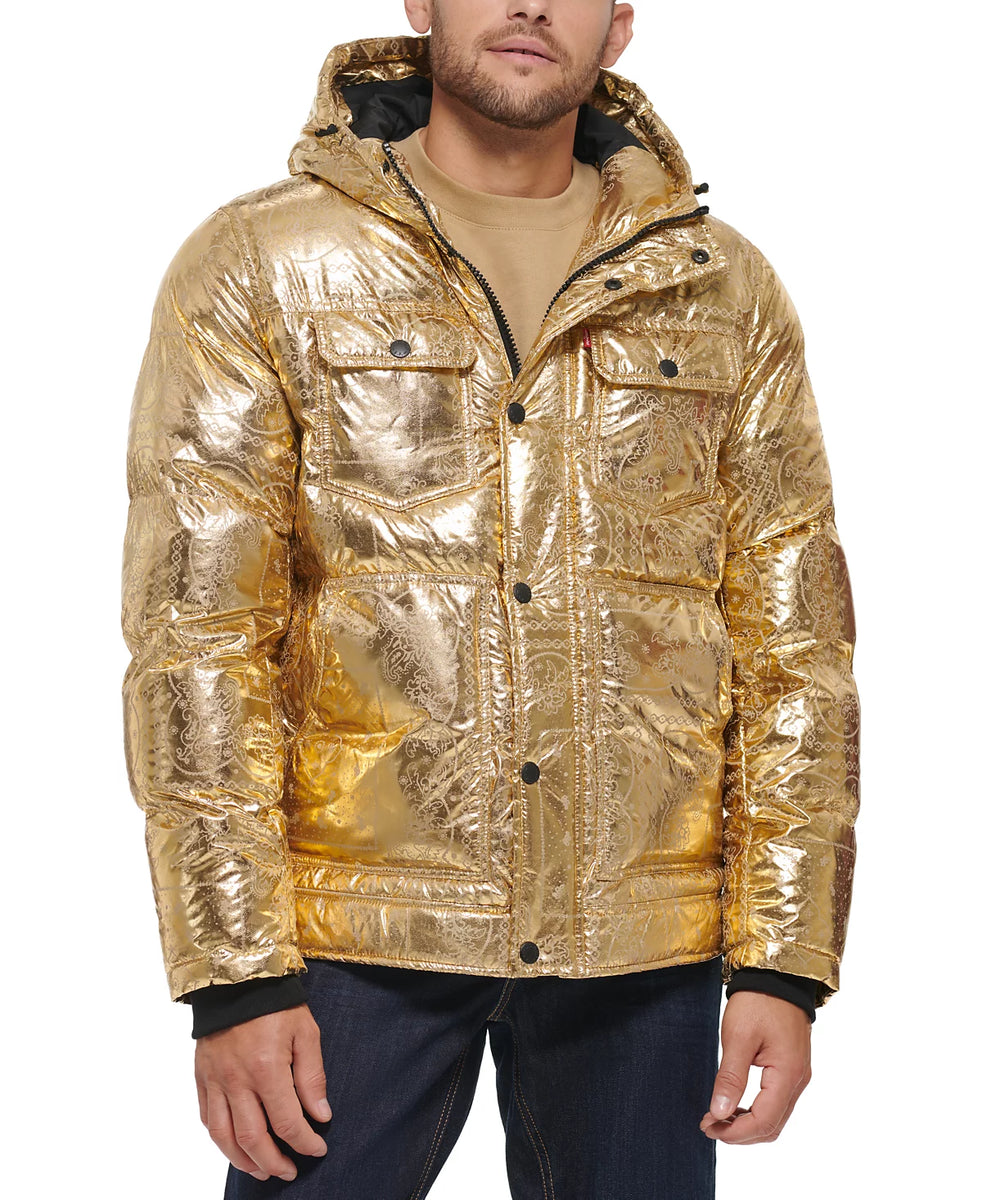 Levi's Men's Gold New Fashion Quilted Hooded Puffer Jacket | Levi's In ...