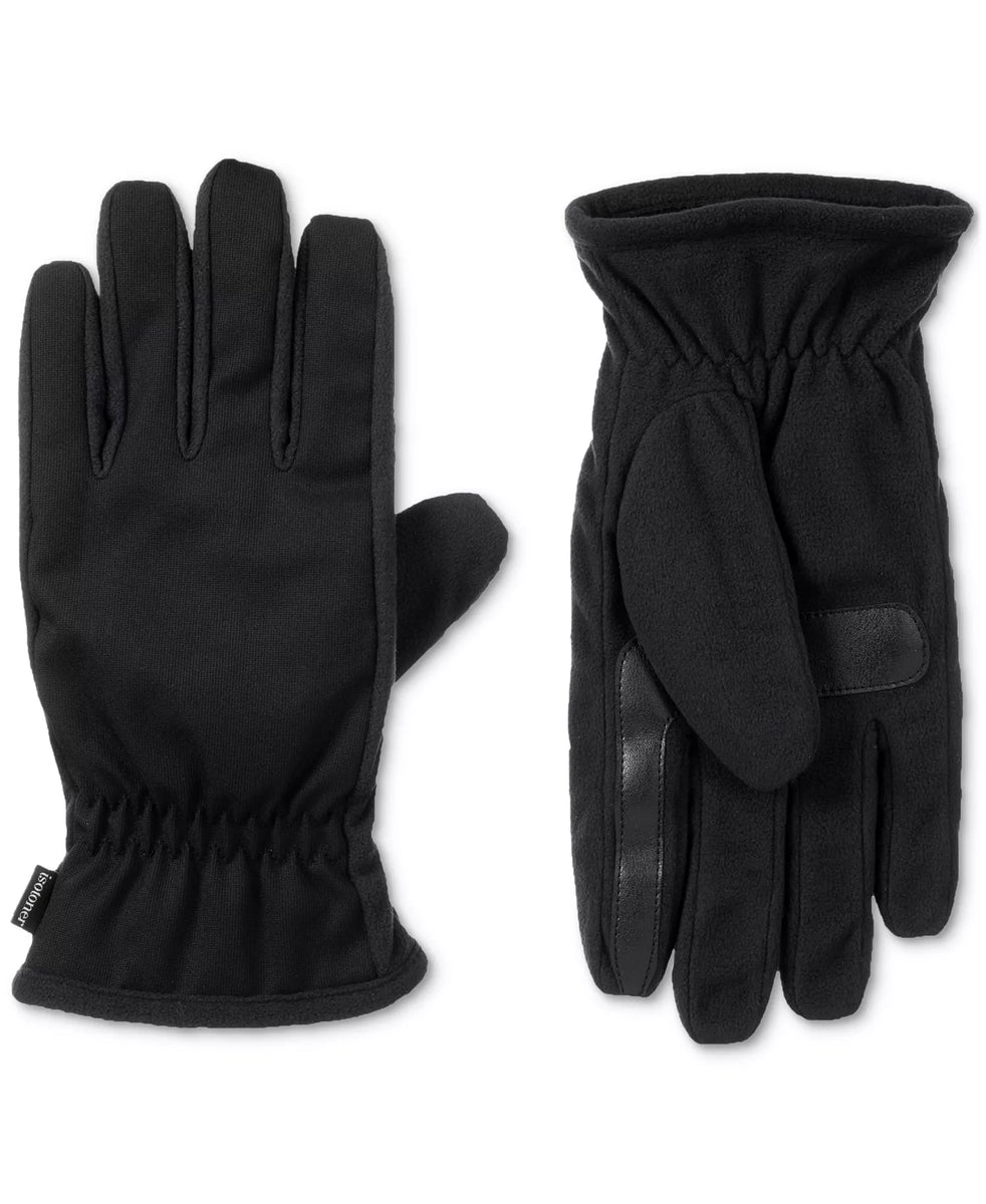 Isotoner Men's Black Touchscreen Water Repellant Stretch Gloves | Isot ...