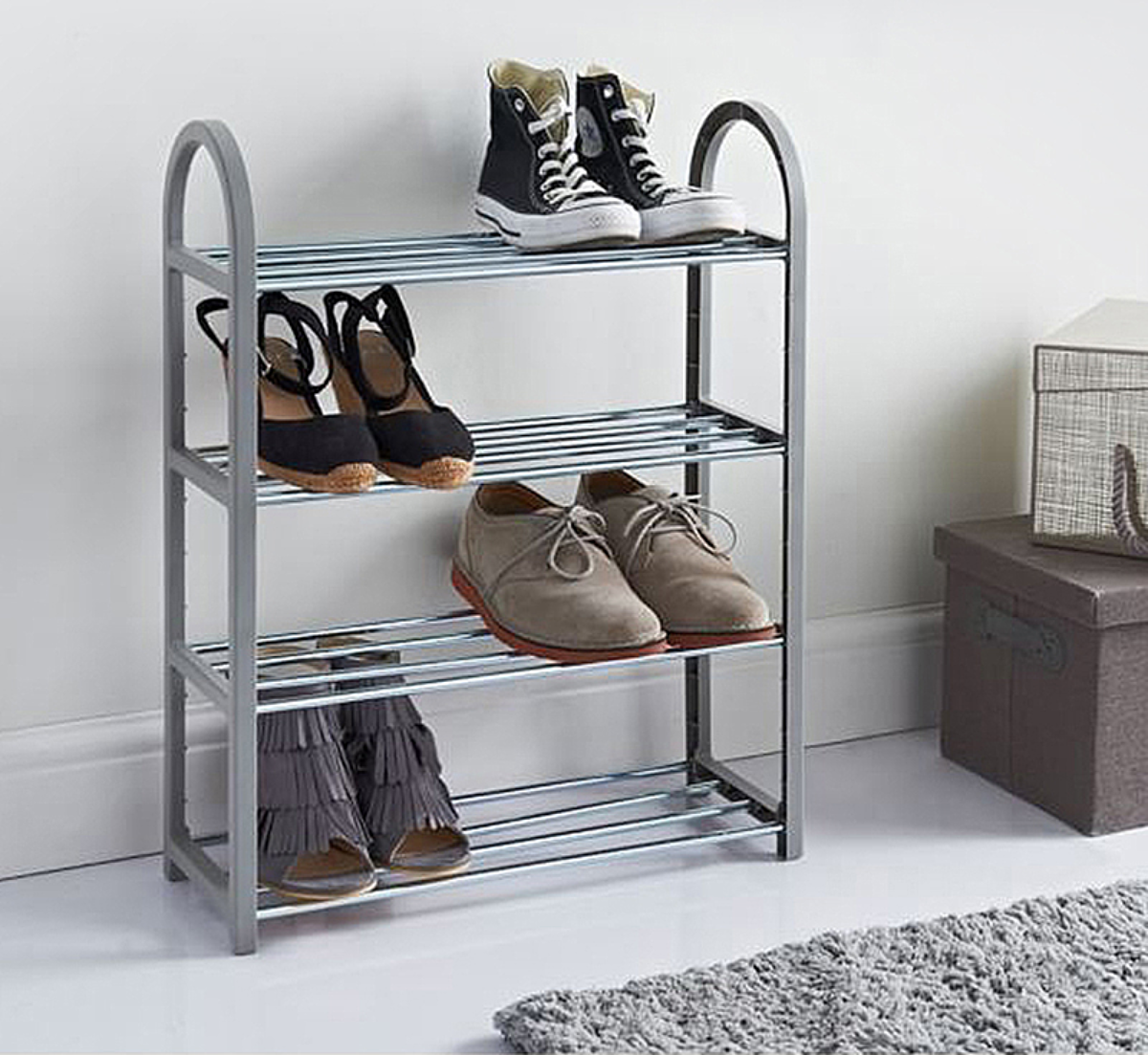 Urban Living Silver Shoe Rack 4 Shelves | Urban Living In Lebanon ...