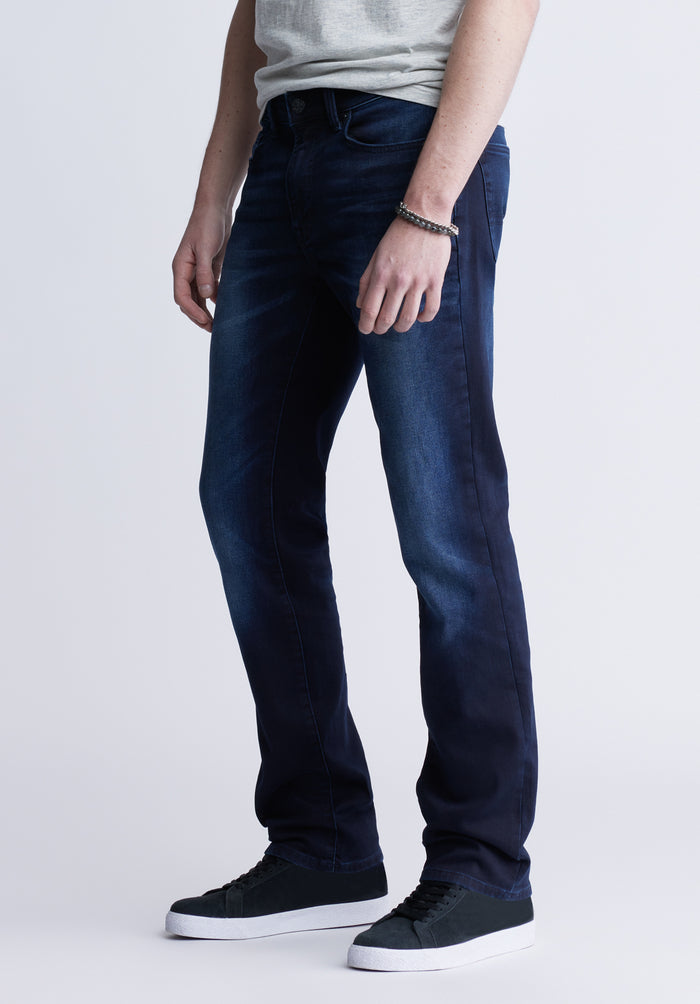 Buffalo David Bitton Men's Dark Blue Straight Six Dirty & Sanded Jeans ...