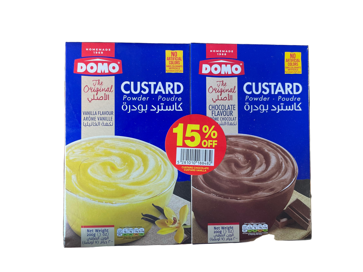 Domo Custard Powder Vanilla Flavor+ Chocolate Flavor 200GR 2pcs (15%OF ...