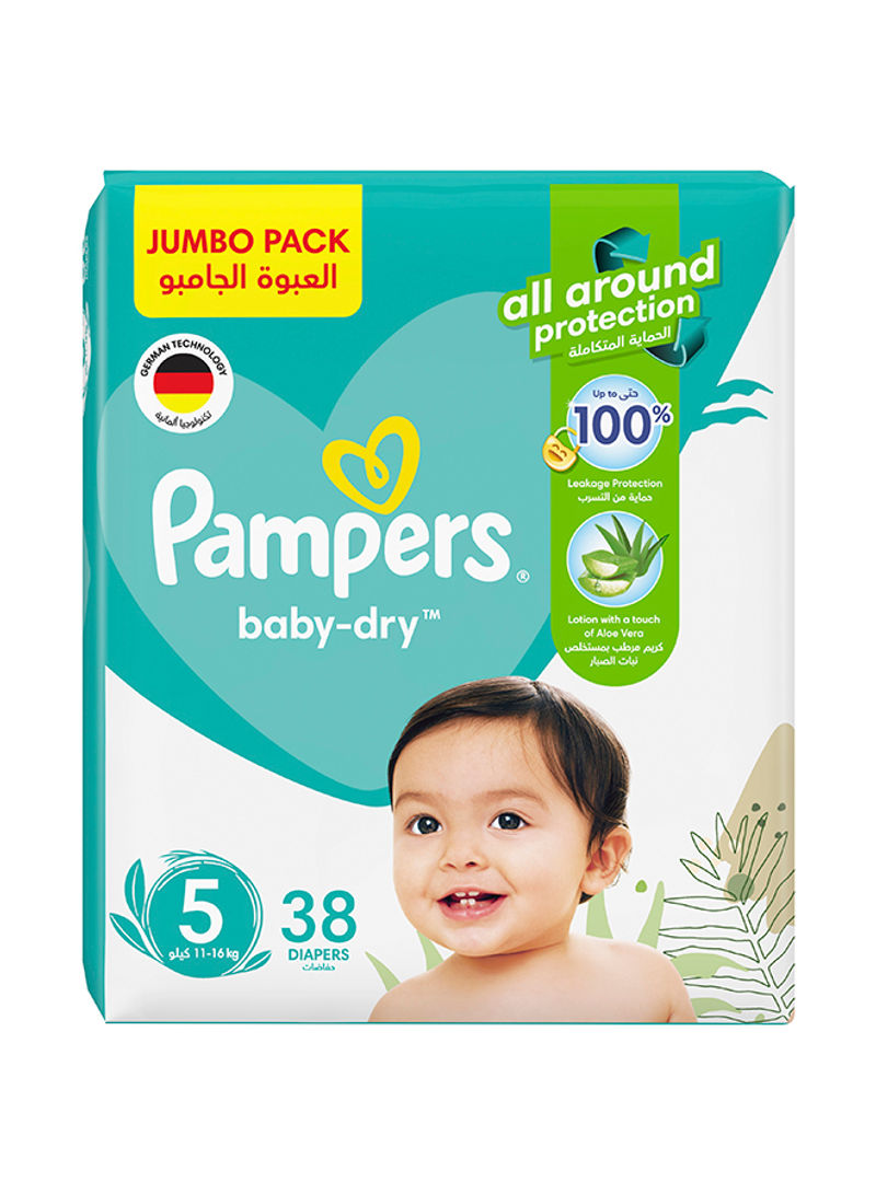 Pampers Baby Dry Diapers Size 5 (11-16 Kg) Jumbo Pack 38 Diapers ...